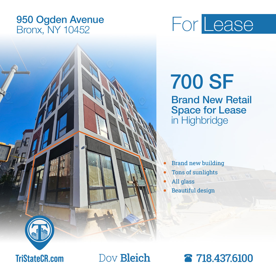 700 SF | 950 Ogden Ave | Brand New Retail Space for Lease in Highbridge ...