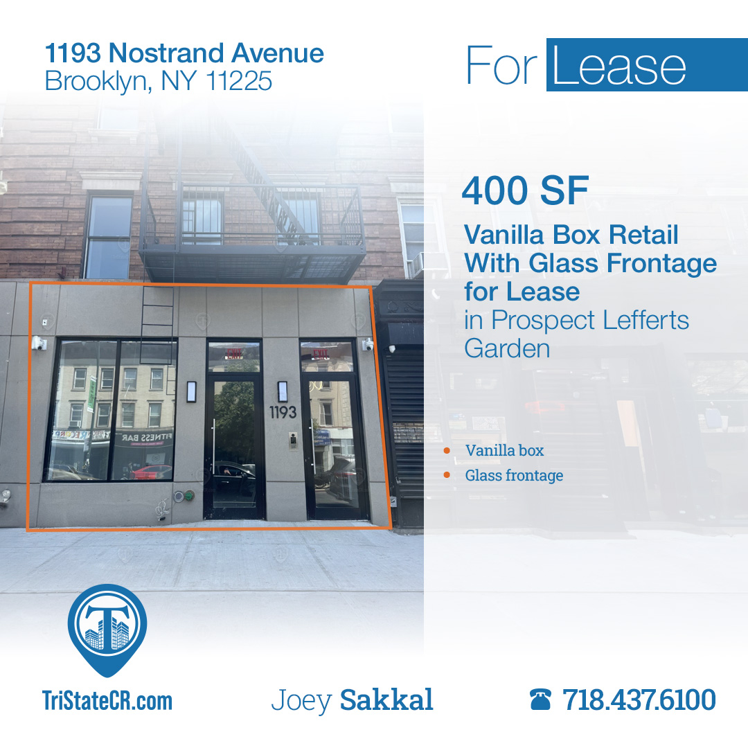 400 SF | 1193 Nostrand Ave | Vanilla Box Retail With Glass Frontage for ...